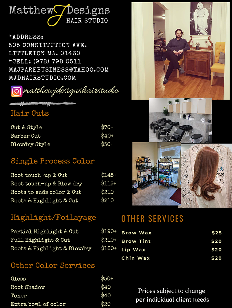 Matthew J Designs hair studio • Littleton, MA